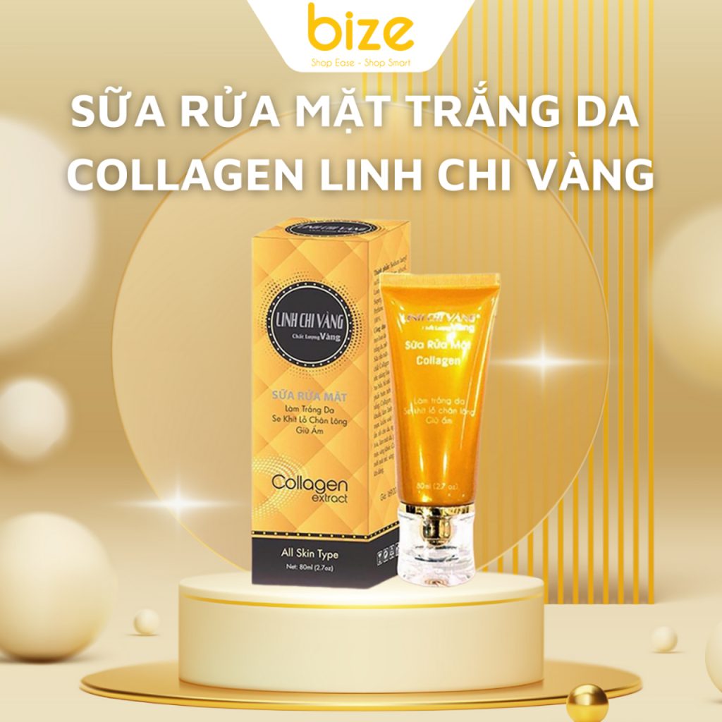 Sữa Rửa Mặt Trắng Da Collagen Linh Chi Vàng Cho Làn Da Sáng Mịn - Biz-E